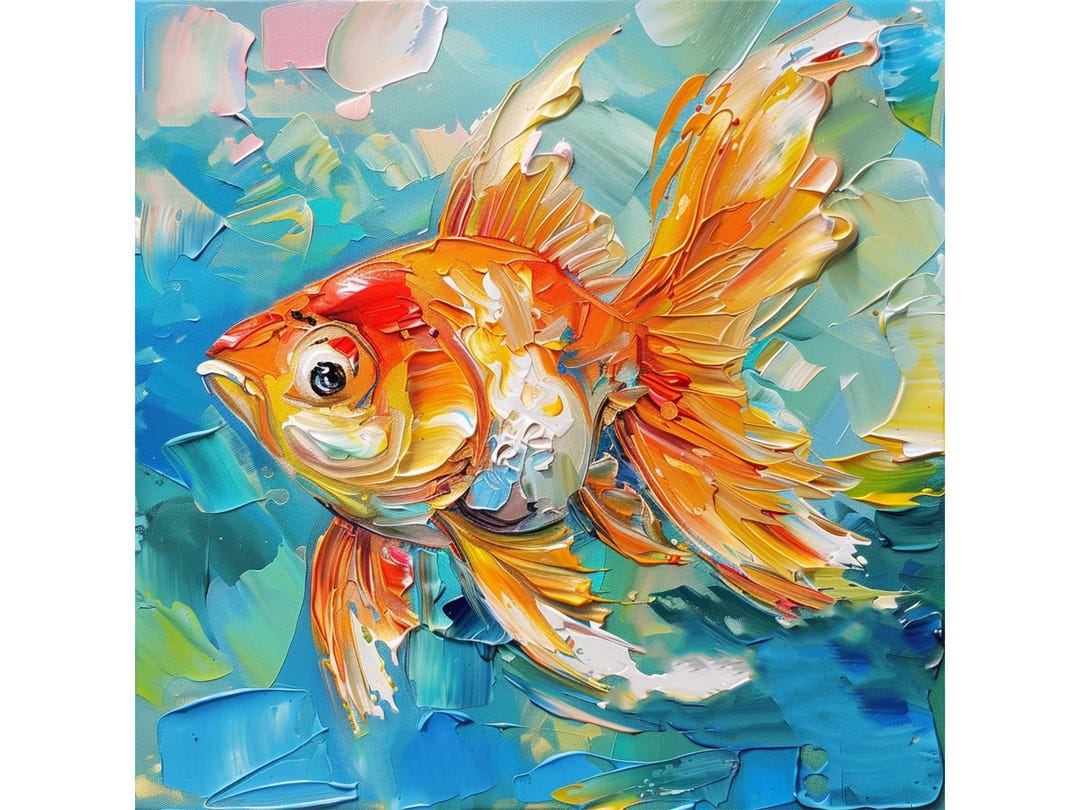 Goldfish Oil Painting Fish Fine Art Animal Original Impasto Artwork ...