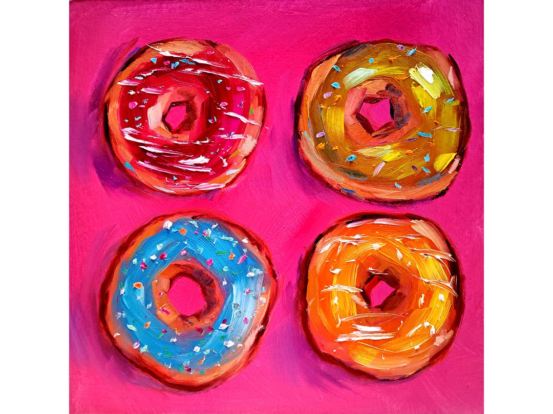 Donut Painting Food Original Art Doughnut Oil Painting - Etsy