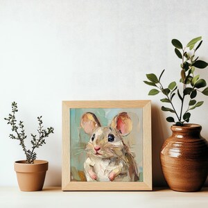 Mouse Oil Painting on Canvas: Whimsical Farmhouse Animal Art - Etsy