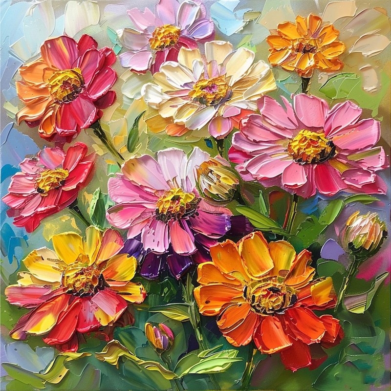 Zinnia Painting - Etsy