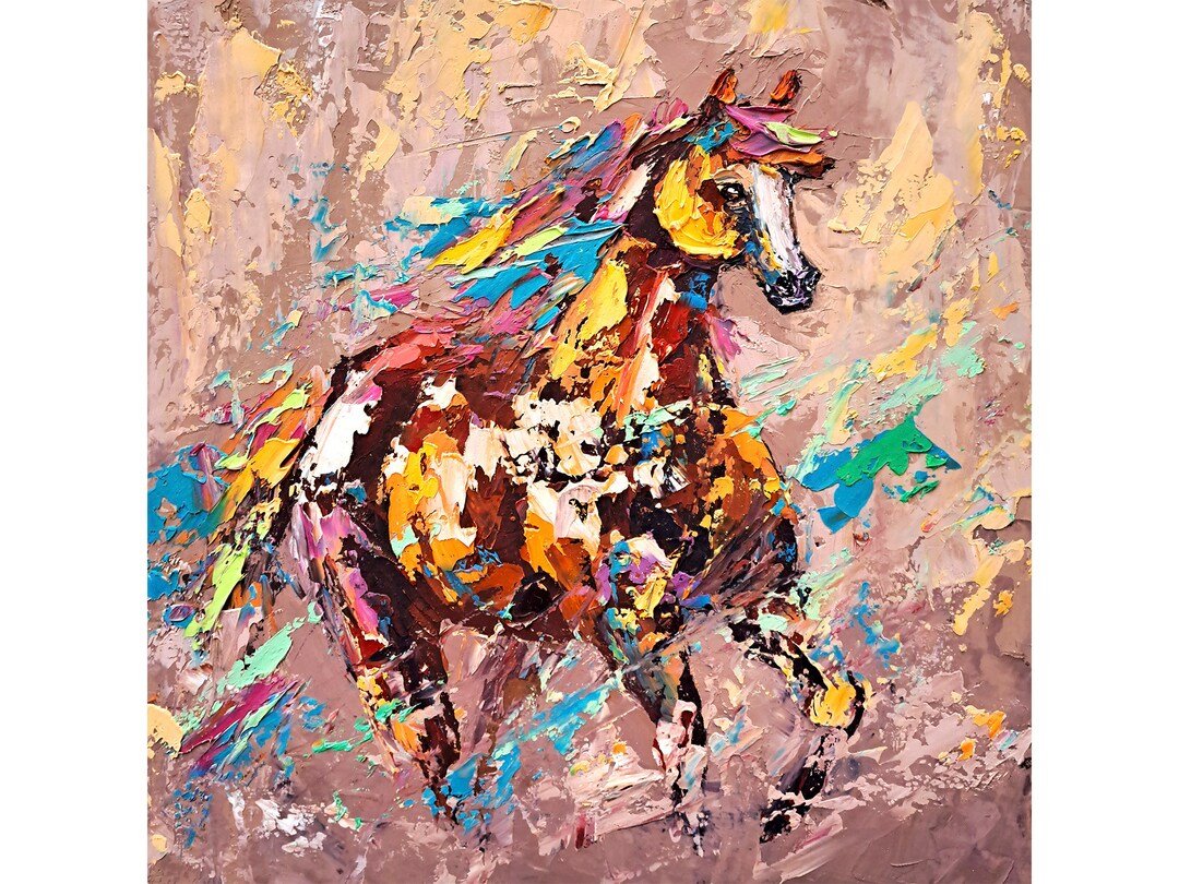 Horse Oil Painting Farm Animals Fine Original Artwork Animal Impasto ...