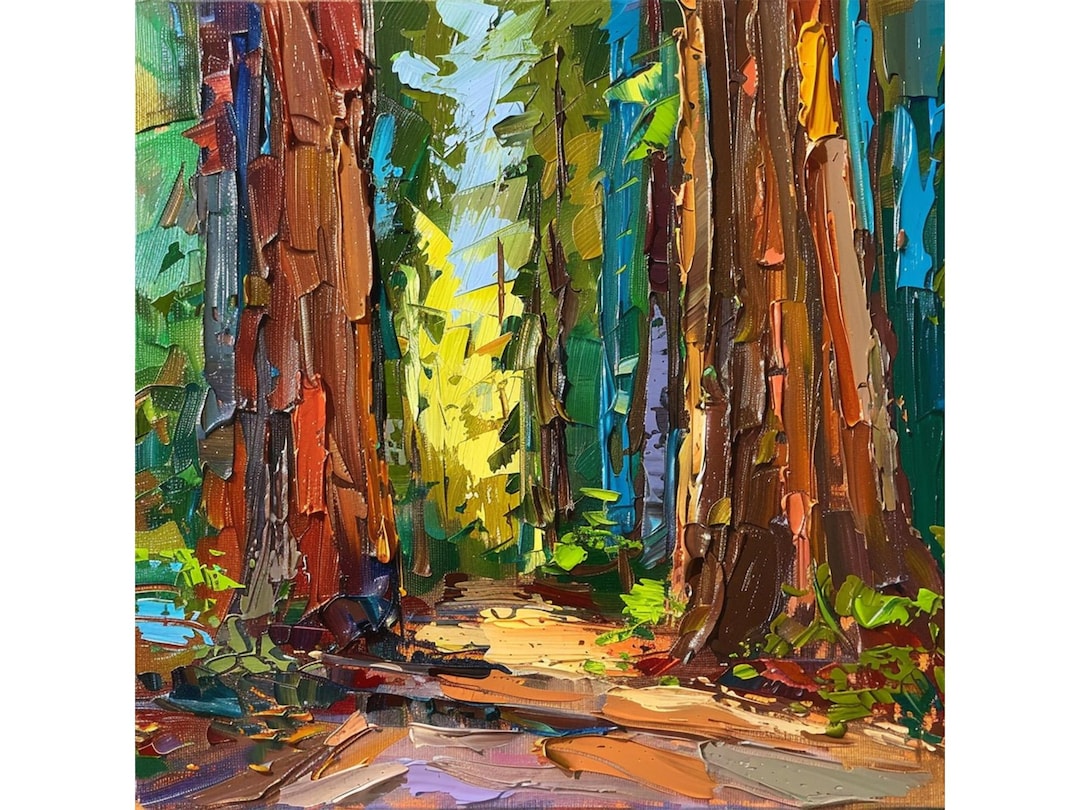 Redwood Painting on Canvas Redwood Forest Original Canvas Art ...