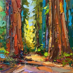 Redwood Painting on Canvas Redwood Forest Original Canvas Art ...
