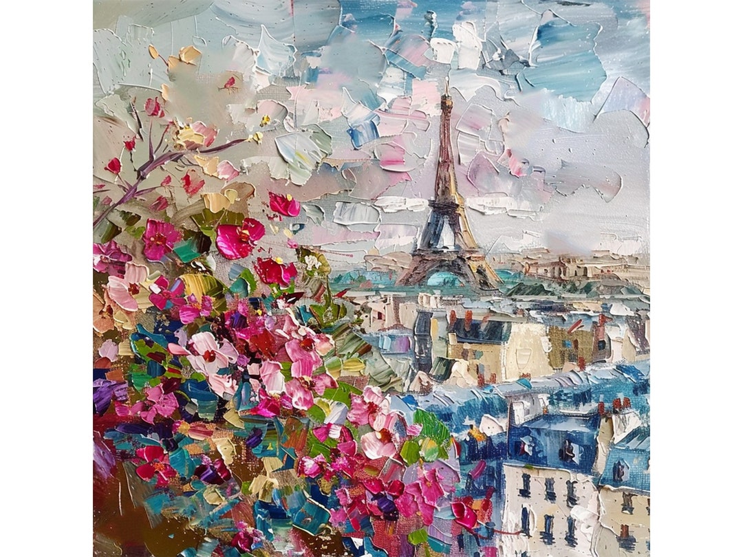 Paris Painting on Canvas France Cityscape Original Canvas Art Eiffel ...