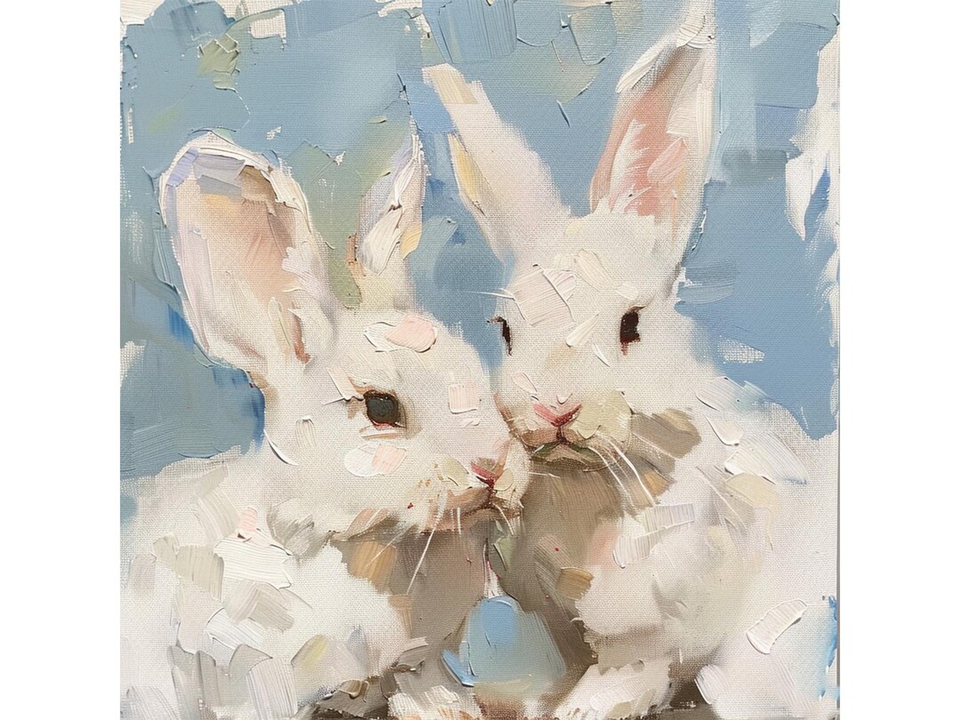 Cute Bunnies Painting on Canvas Animals Original Canvas Fine Art Rabbit ...