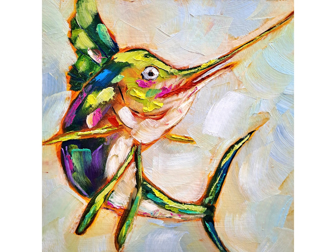 Swordfish Painting Sea Animals Original Art Fish Oil Painting ...
