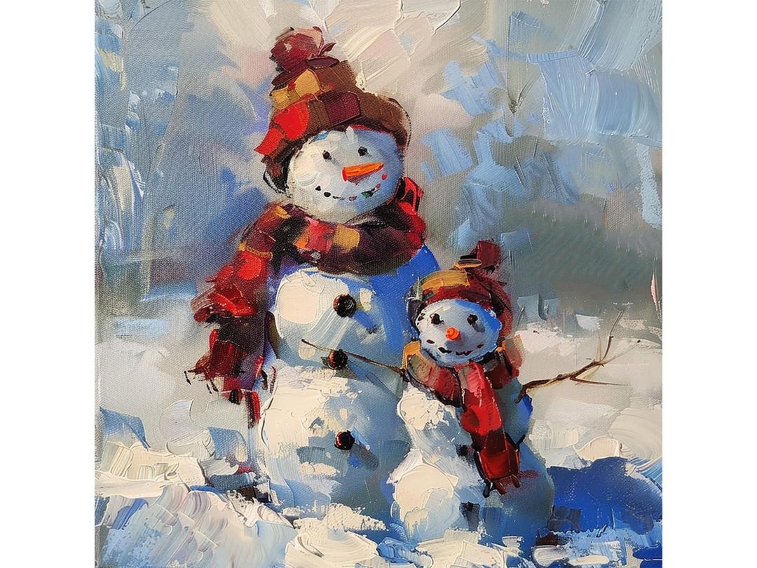 Snowman Canvas Oil Painting Christmas Original Fine Art Snowman Wall ...