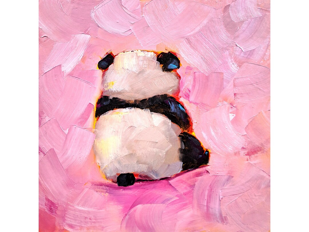 Panda Cub Painting Baby Animals Original Art Panda Cub Artwork Bear ...
