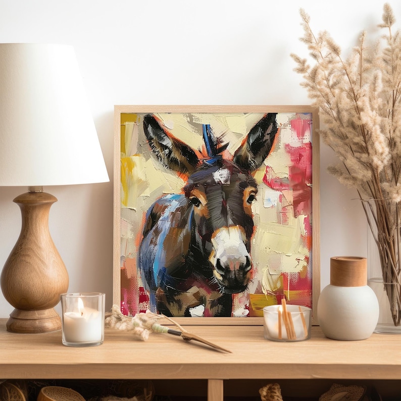 Donkey Original Painting on Canvas Animals Canvas Fine Art Farm Animals ...
