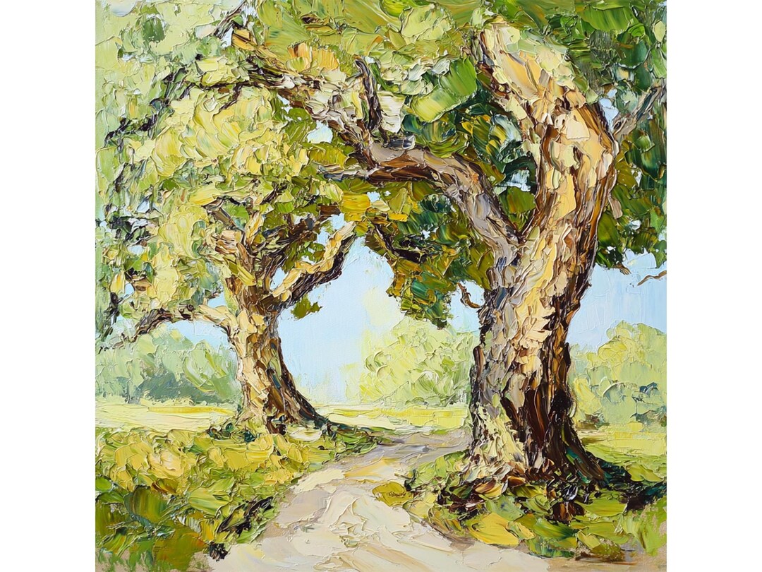 Oak Tree Impasto Oil Painting on Canvas Oak Trees Valley Canvas Art by ...