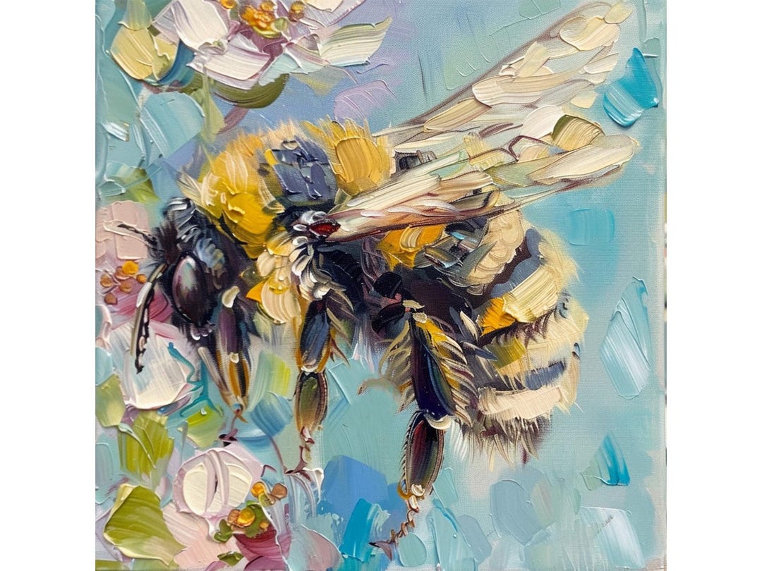 Honeybee Canvas Original Art Bee Hand Painted Original Painting Animal ...