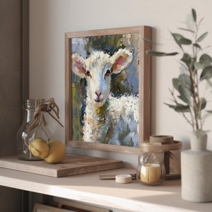 Sheep Painting on Canvas Baby Animal Impasto Original Art Farm Animals ...