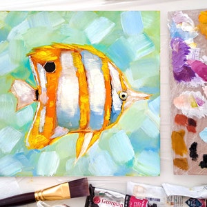 Angelfish Oil Painting: Original Fish Art, Colorful Tropical Decor by ...