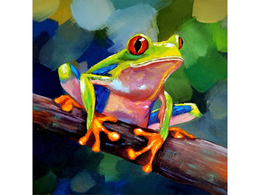 Tree Frog Painting Animal Original Art Toad Oil Painting Wall Art Decor ...