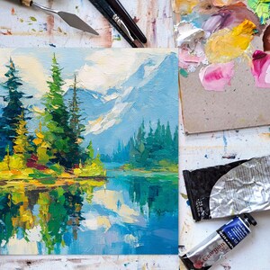 Colorado Mountain Lake Oil Painting: Rocky Mountain Pine Tree Landscape ...