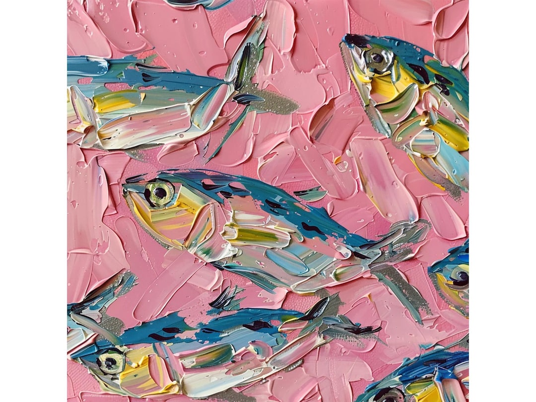 Sardine Fish Impasto Canvas Original Painting Fish Oil Art Animals Wall ...