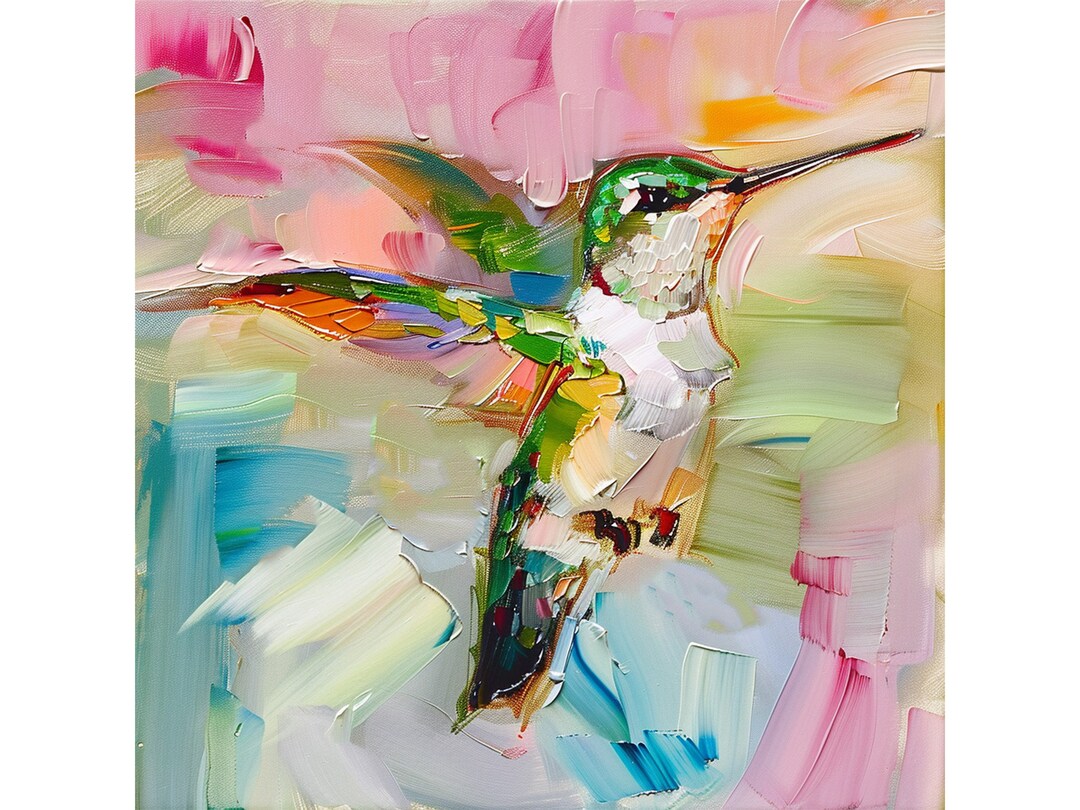 Hummingbird Oil Painting Animals Original Art Small Birds Artwork ...