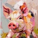 Pig Oil Painting on Canvas Cub Animals Original Art Rustic Animals ...