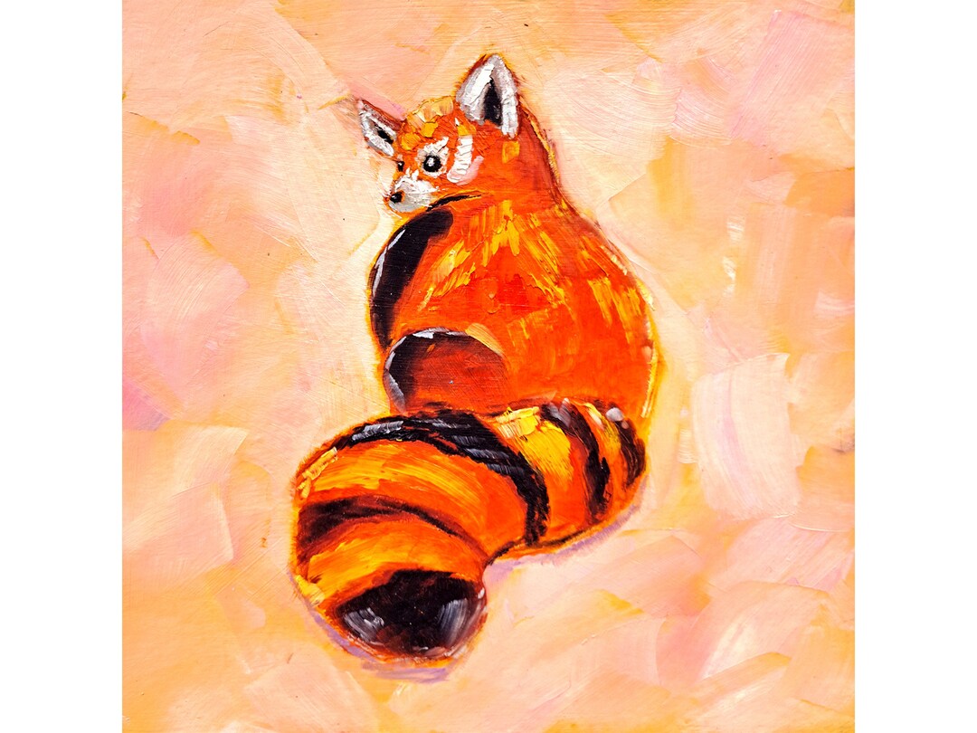 Red Panda Painting Panda Bear Original Art Woodland Animals Oil ...