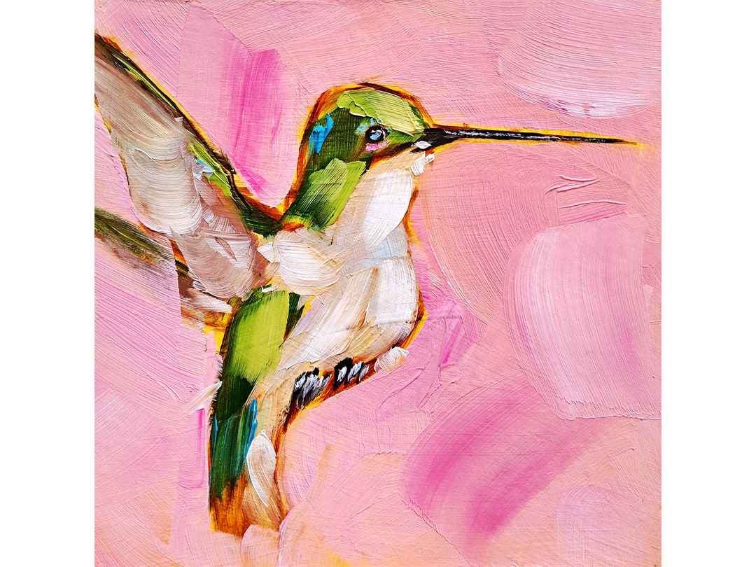 Hummingbird Oil Painting Animal Original Art Bird Artwork Personalized ...