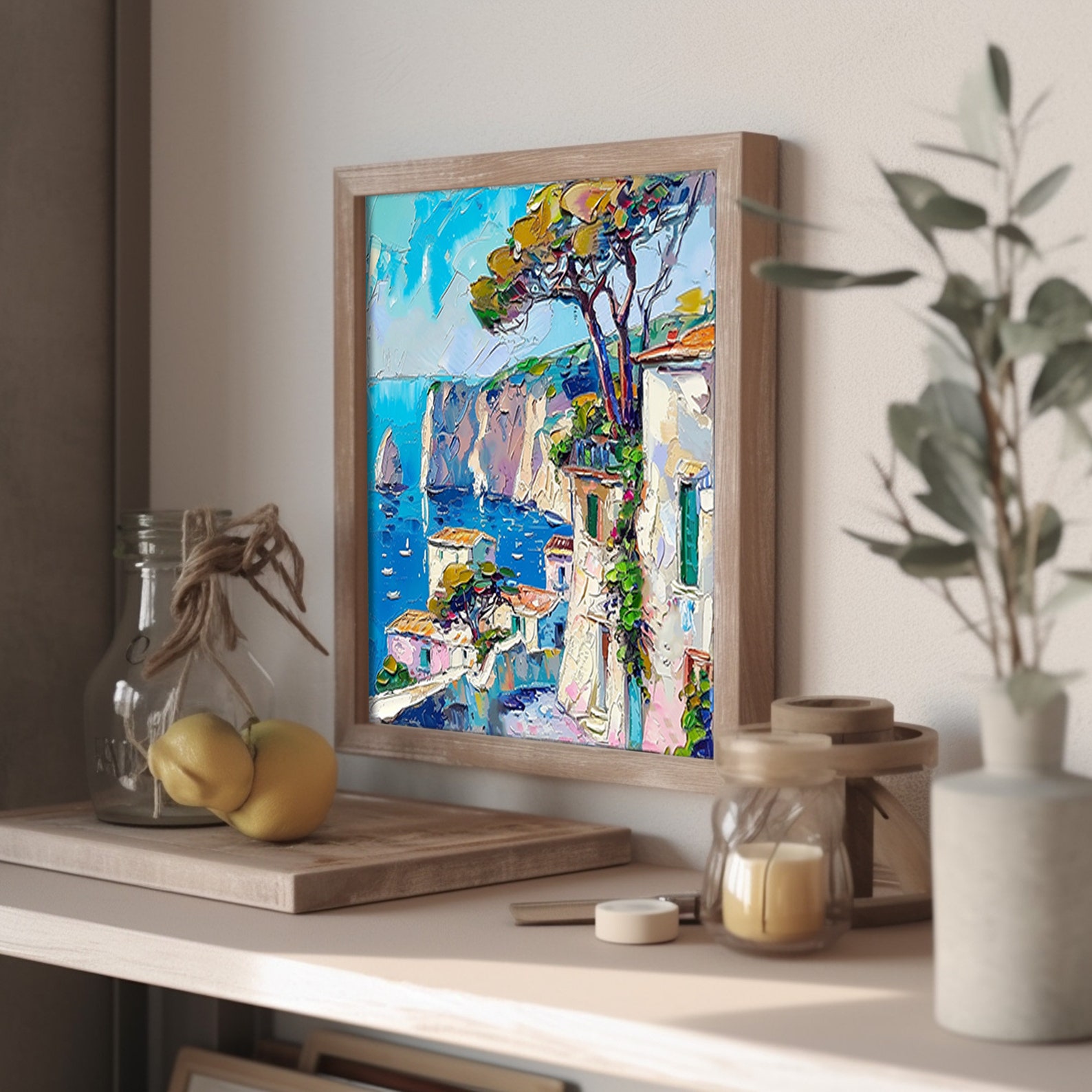 Tropea Oil Painting Calabria Original Art Italian Seascape Impasto ...