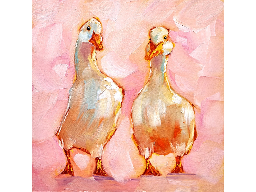 Geese Painting Goose Original Art Farm Animal Oil Painting Bird Artwork ...