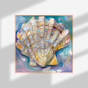 Seashell Oil Painting on Canvas Marine Wall Art Decor Fish Original Art ...