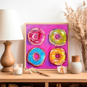 Donut Painting Food Original Art Doughnut Oil Painting Original Kitchen ...