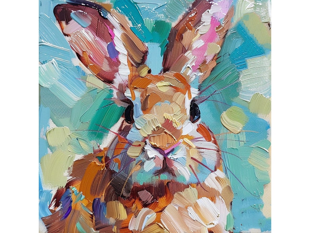Bunny Portrait Oil Painting on Canvas Ginger Rabbit Impasto Original ...