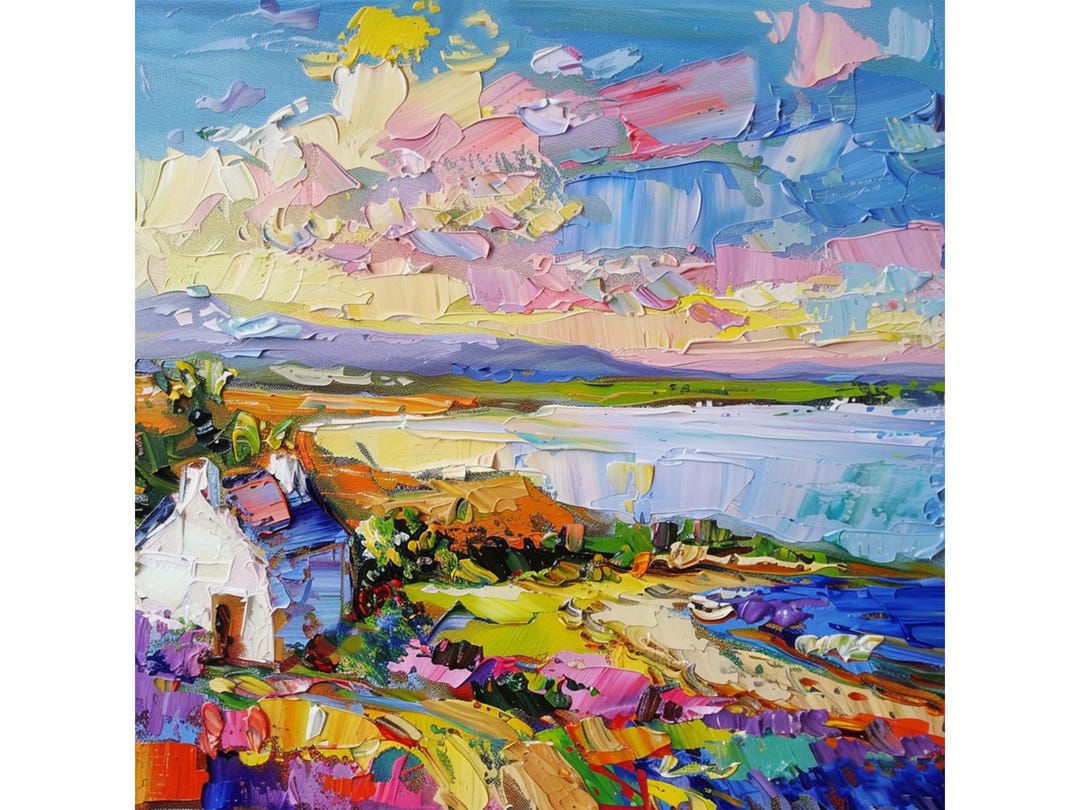 Irish Countryside Oil Painting Ireland Landscape Original Art Rustic ...