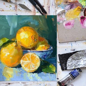 Lemon Painting Food Original Art Fruit Impasto Artwork Lemon Wall Decor ...