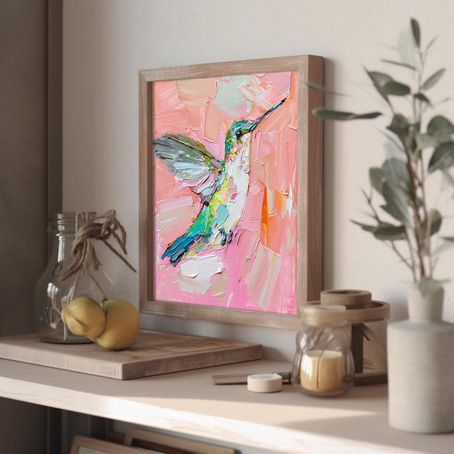 Hummingbird Oil Fine Painting Birds Impasto Original Art Animals ...
