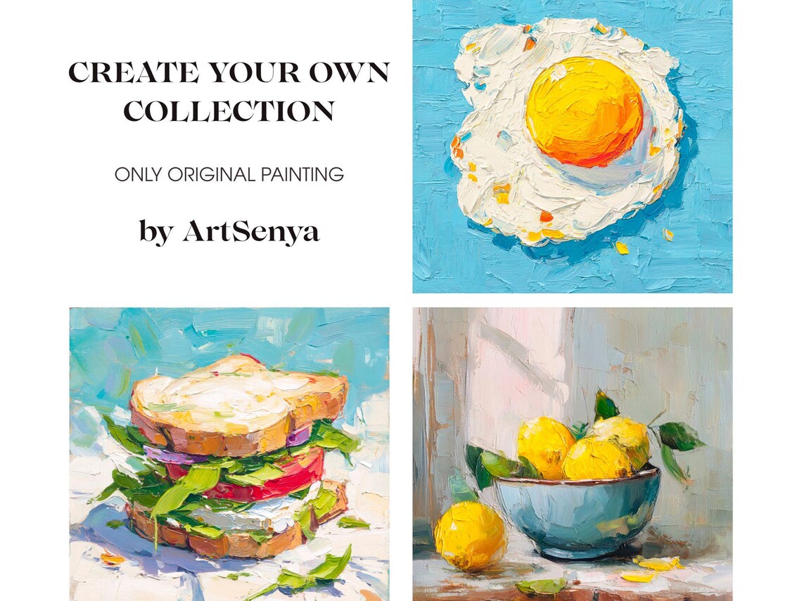 Sandwich Oil Painting Impasto Art Colorful Food Wall Decor Kitchen Art ...
