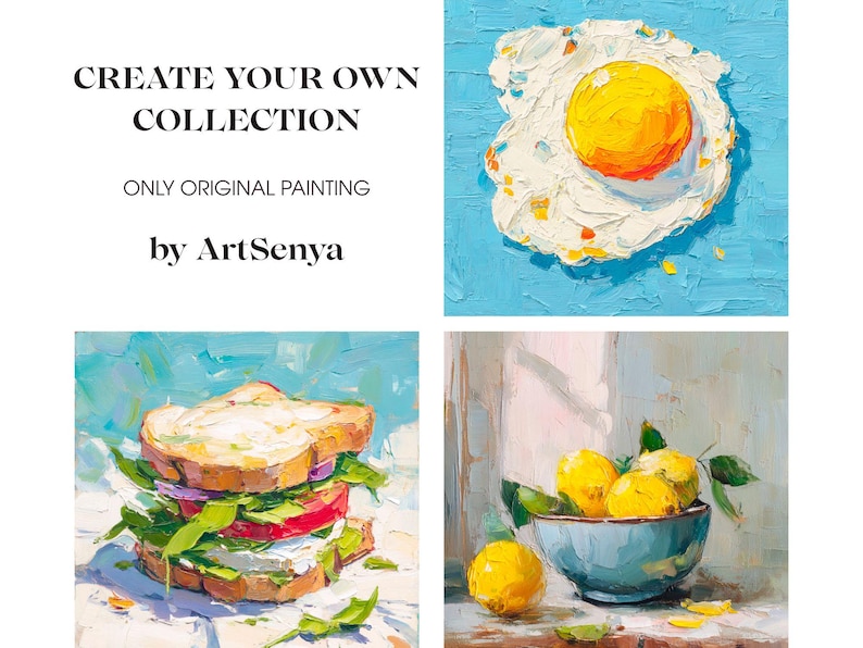 Sandwich Oil Painting Impasto Art Colorful Food Wall Decor Kitchen Art ...