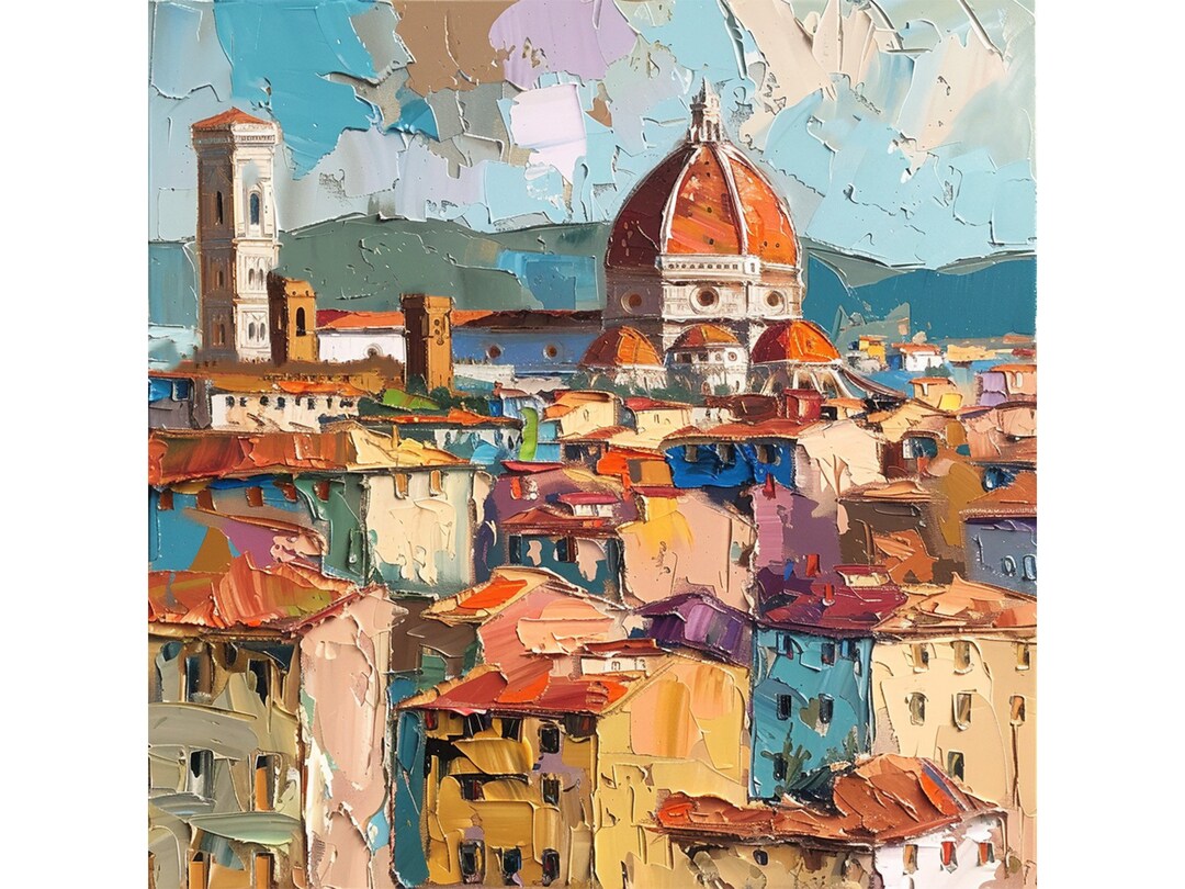 Florence Oil Painting: Tuscany Cityscape Art, Italian Scene (10x10 In ...