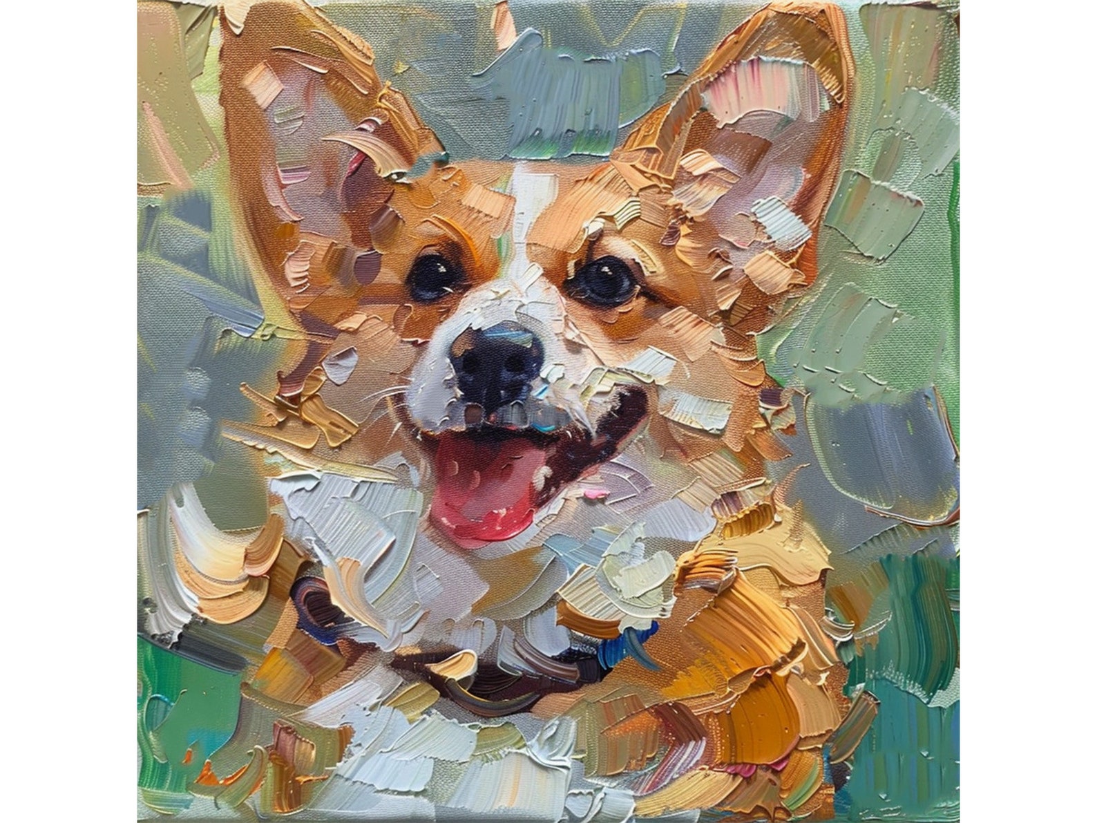 Corgi Oil Painting on Canvas Dog Portrait Original Fine Art Animals ...