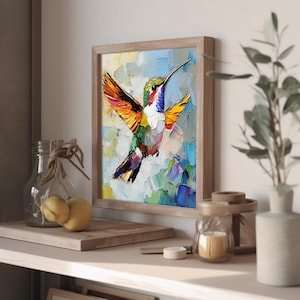 Hummingbird Painting Small Birds Original Fine Art Animals Impasto ...