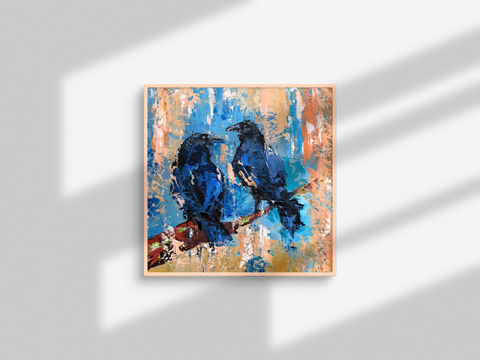 Black Ravens Oil Painting: Couple of Crows, Original Bird Art - Etsy