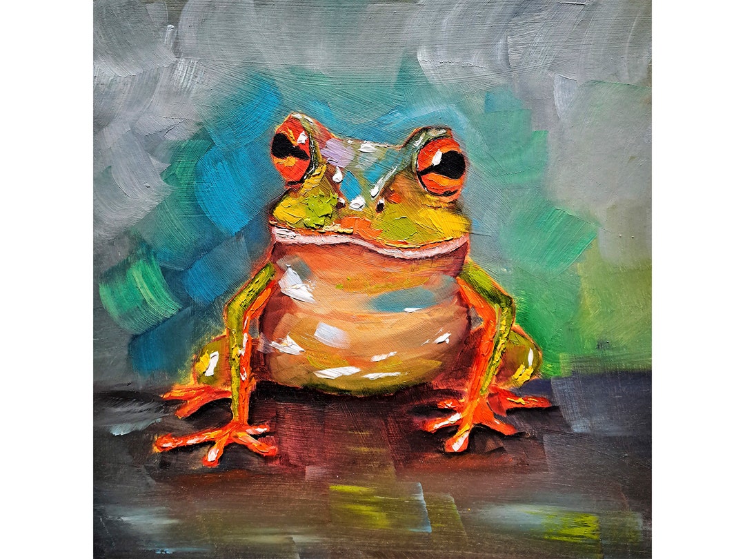 Toad Painting: Swamp Animals Original Fine Art Frog Oil Artwork 10" by ...