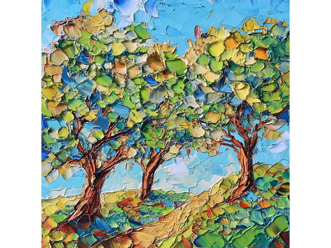 Oak Trees Impasto Canvas Original Painting Oak Tree Original Canvas ...
