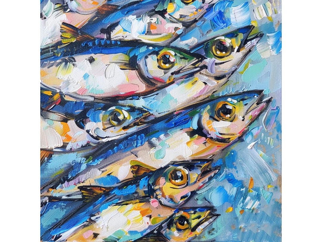 Sardine Fish Large Painting on Canvas Fish Canvas Original Art Decor ...
