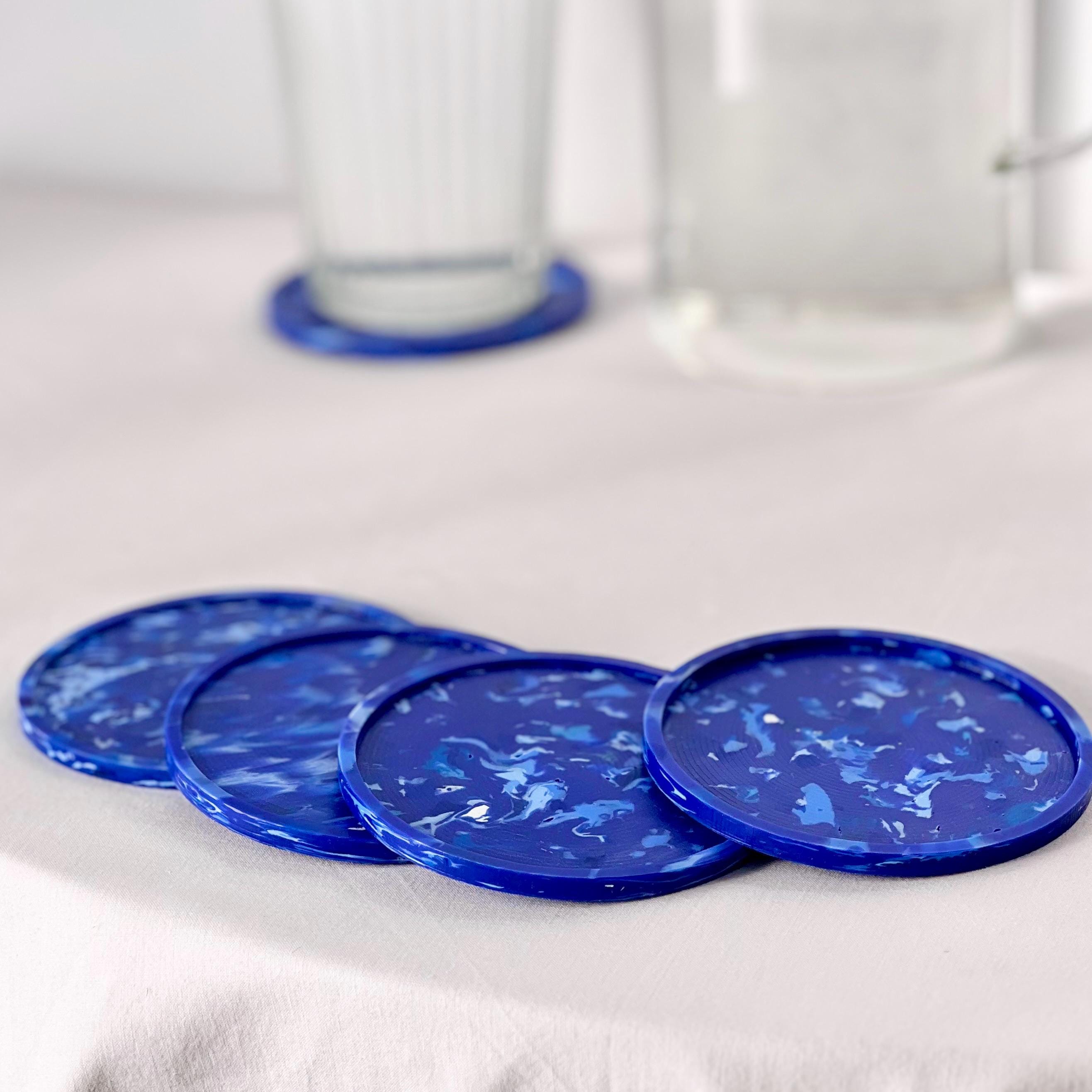 Set of Drink Coasters: Recycled Plastic Marble- or Terrazzo-look - Etsy