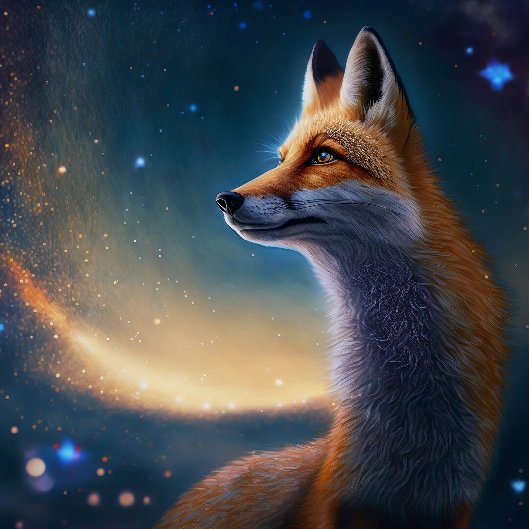 Starry Fox, AI Art, Abstract Home Decor, Instant Download, Digital Print, Printable - Etsy UK
