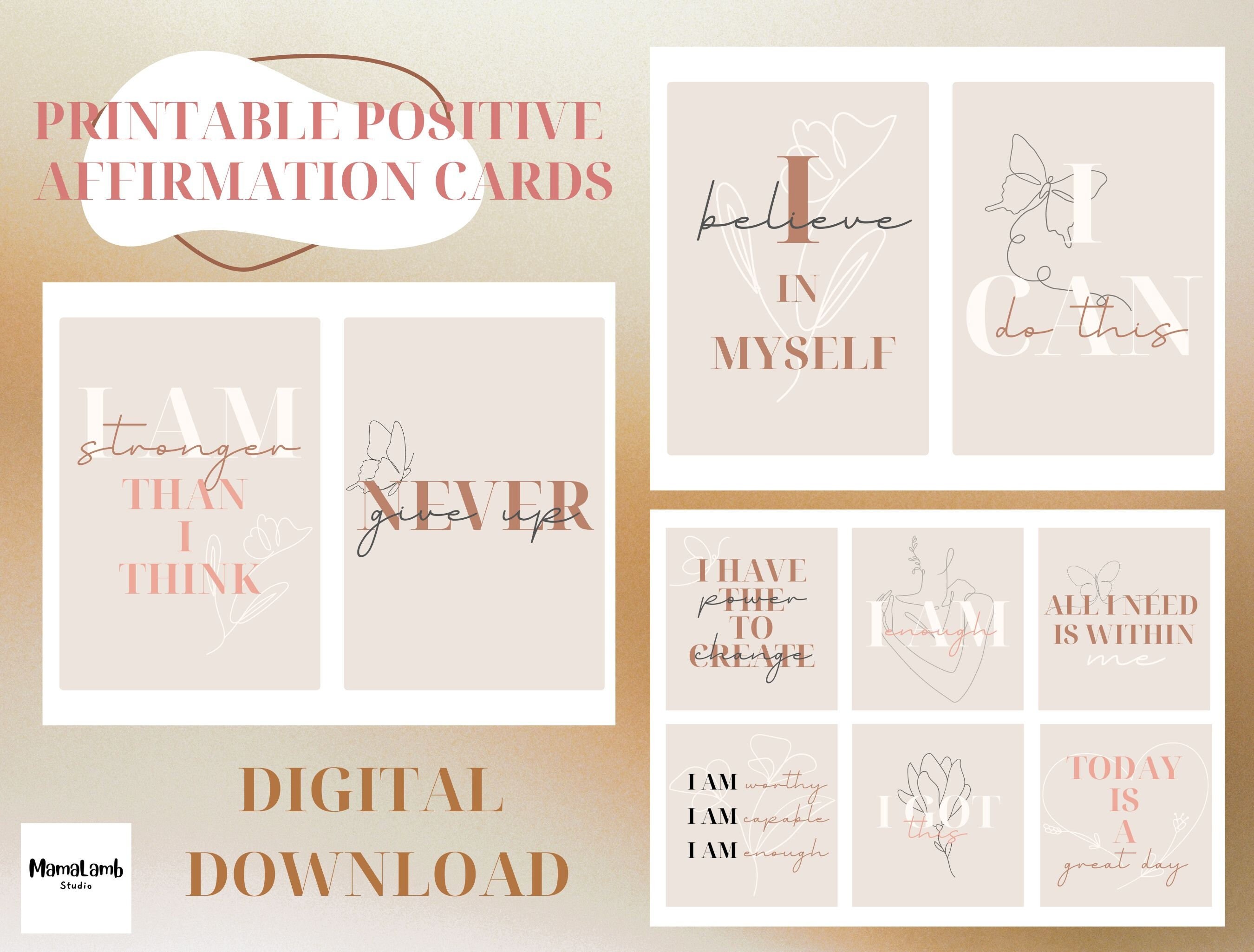 Printable Affirmation Cards| Boho Neutral Affirmation Cards| Self Love ...