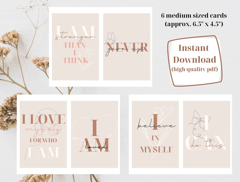 Printable Affirmation Cards| Boho Neutral Affirmation Cards| Self Love ...