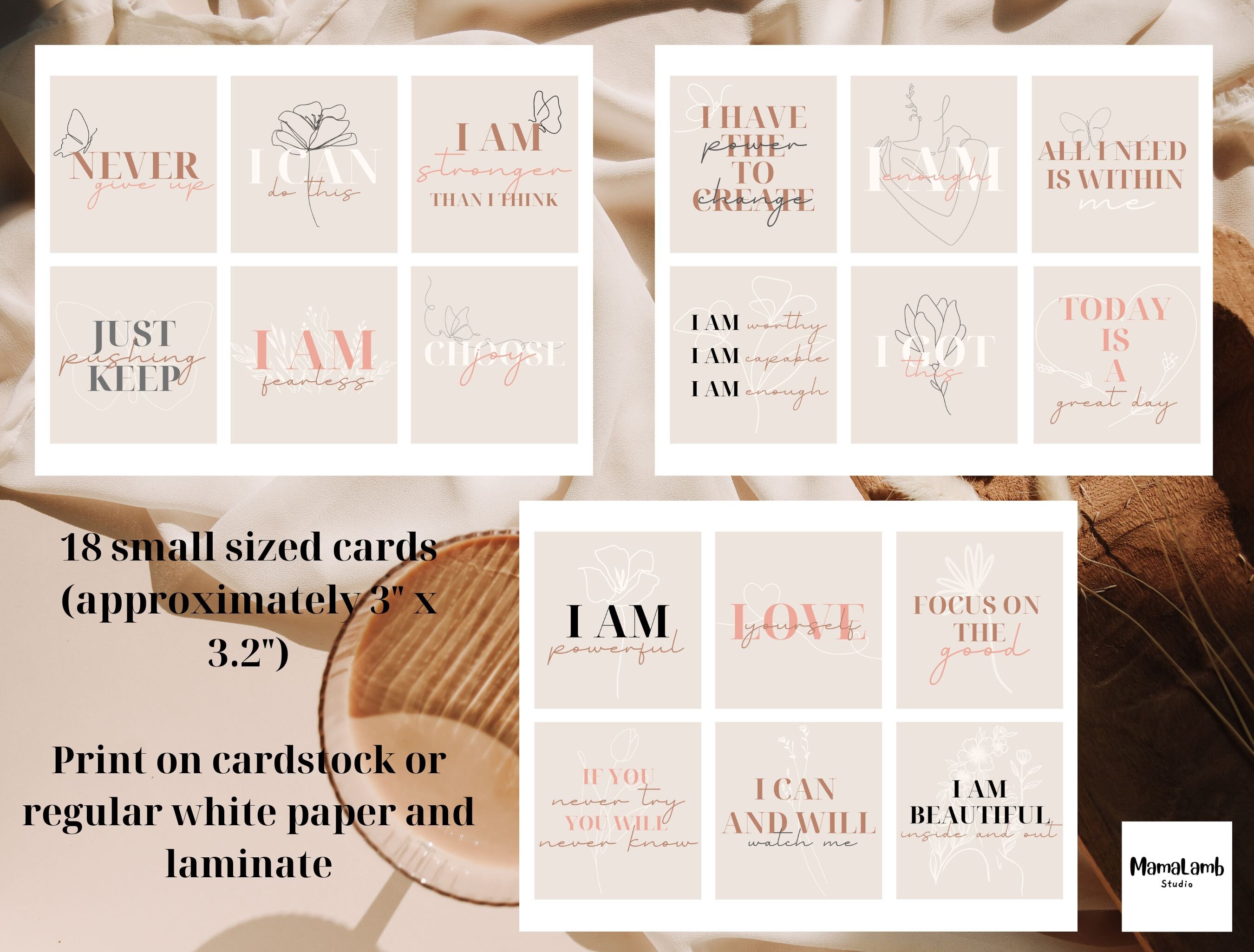 Printable Affirmation Cards| Boho Neutral Affirmation Cards| Self Love ...