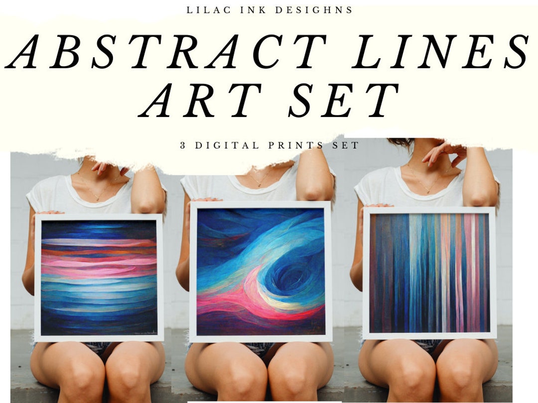 Marble Square Aesthetic Art Set, Pastel Lining Abstract Painting ...