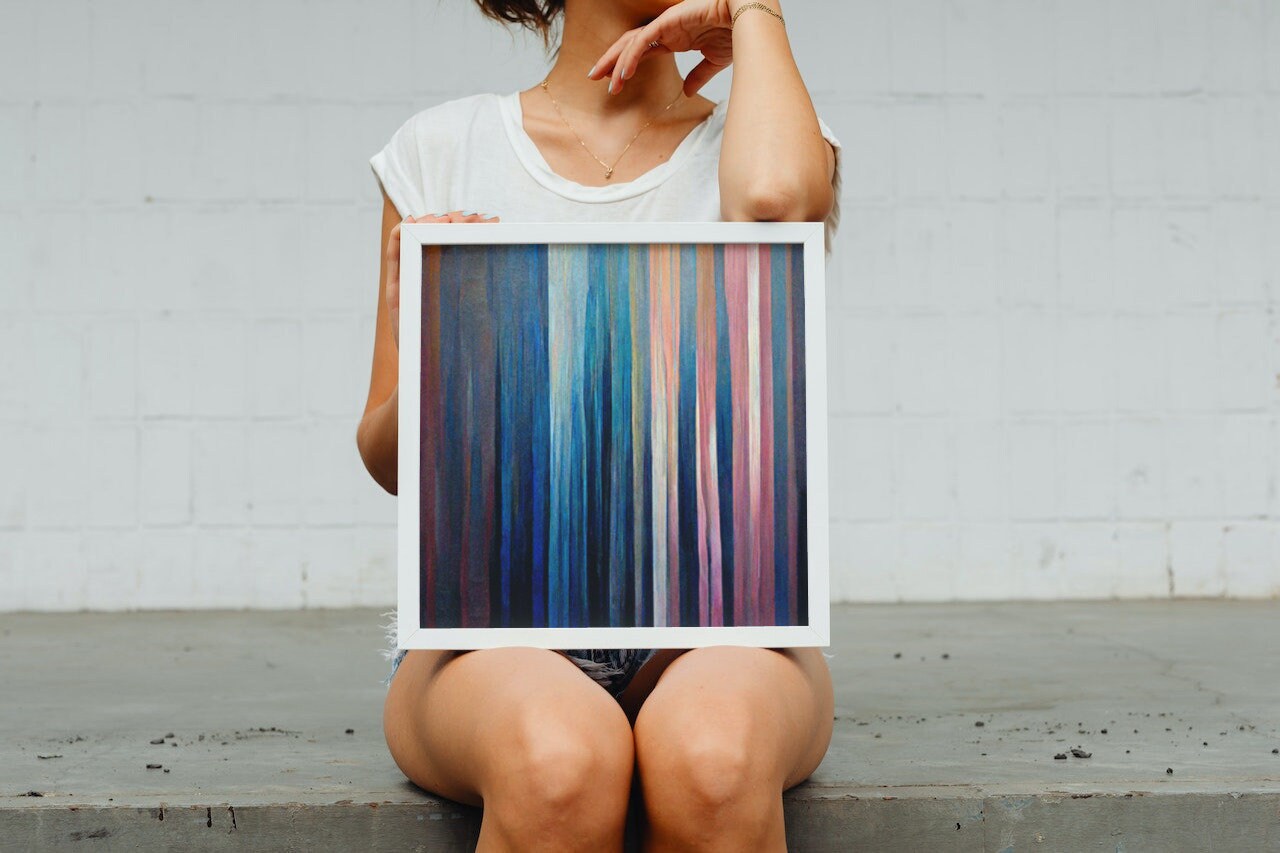Marble Square Aesthetic Art Set, Pastel Lining Abstract Painting ...