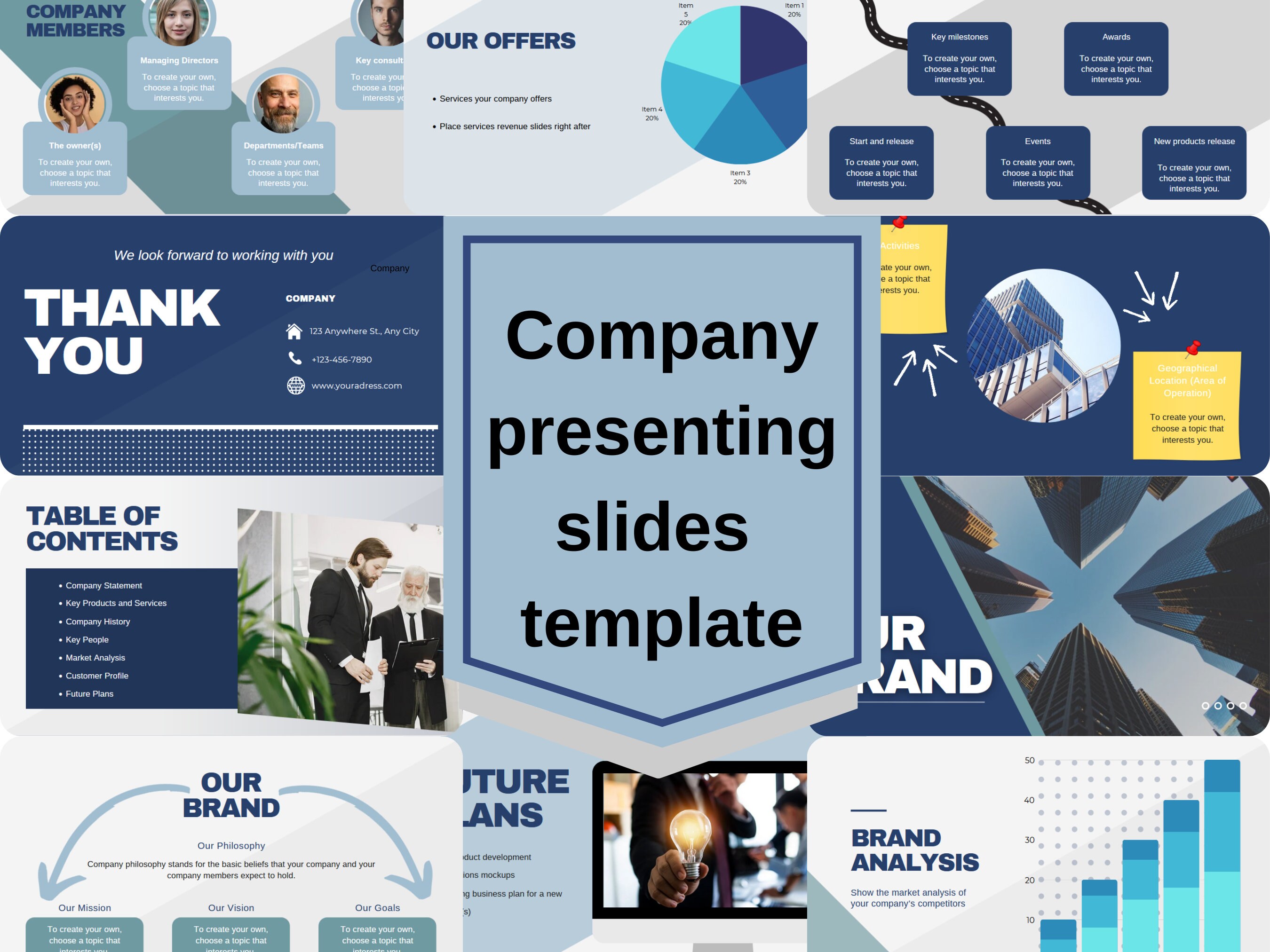 Company Presenting Ppt Slides, Blue Themed Universal Glides, Modern ...