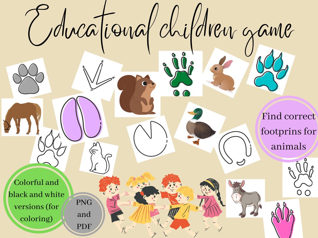Cute Educational Connecting Game, Childish Animal Coloring Activity ...